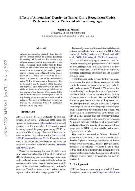 pdf effects of annotations density on named entity recognition