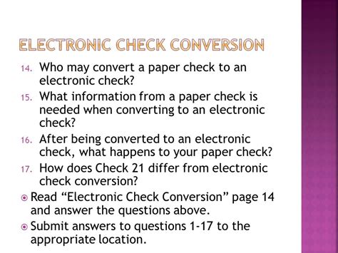 Electronic Check Conversion