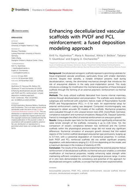 Pdf Enhancing Decellularized Vascular Scaffolds With Pvdf And Pcl Reinforcement A Fused
