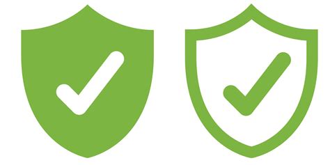 Green Check Mark Red Cross Mark Icon Set Shield With Check Mark Icon Set Vector Illustration