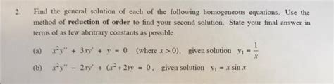 solved find the general solution of each of the following