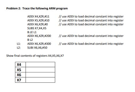 solved problem 2 trace the following arm program l1 l2