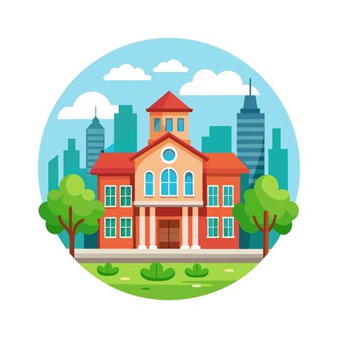 Ilustración Del Icono Vectorial Del Edificio Escolar Vector Premium