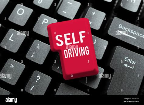 Text Sign Showing Self Driving Business Overview Autonomous Vehicle Ability To Navigate Without