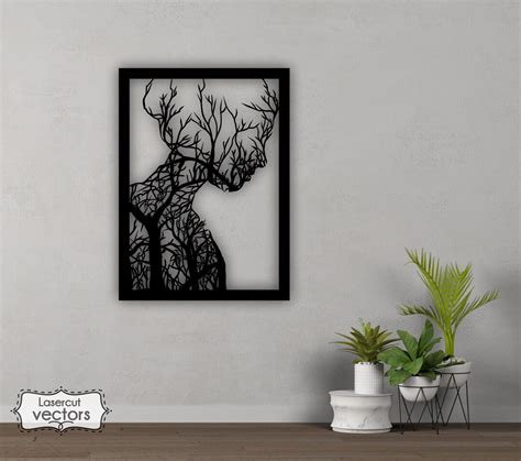 Woman Tree Panel Wall Art Vector Model Svg Dxf Files Tree Panel Svg
