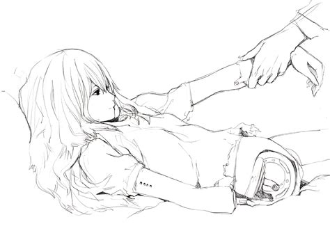 Rule 34 Android Cute Disassembly Houden Eizou Long Hair Lying Mechabare Monochrome Nude On