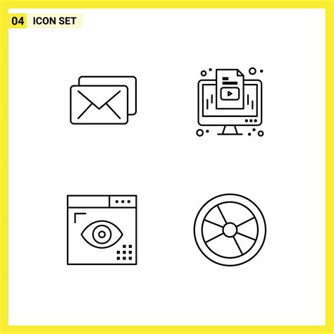 mobile interface line set of 4 pictograms of business development