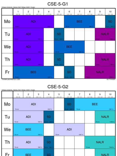 Updated Time Table 13 01 23 Pdf