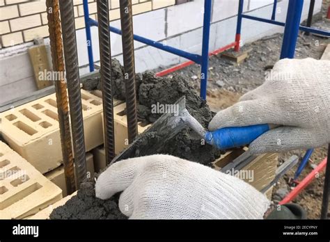 Brickwork Of The Supporting Pillar Of The Building Brickwork Stock Photo Alamy