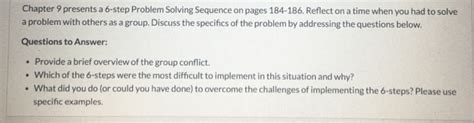 Solved Chapter 9 Presents A 6 Step Problem Solving Sequence