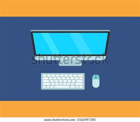 Computer Desktop Mouse Keyboard Top Perspective Stock Vector Royalty Free