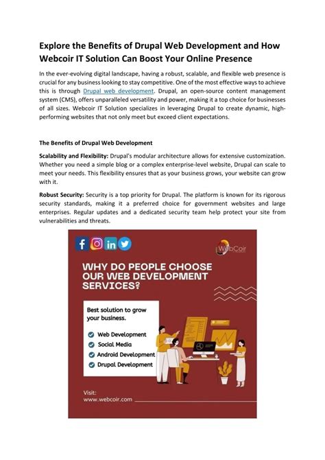 ppt explore the benefits of drupal web development and how webcoir it