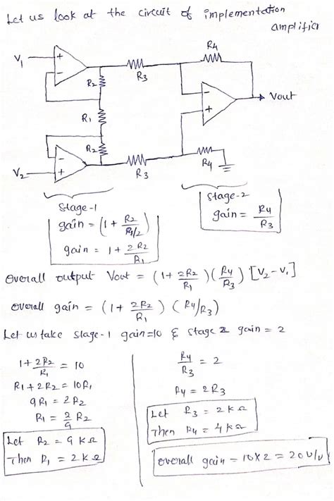 Solved Design An Instrument Amplifier With A Gain Of 20 Vv Using