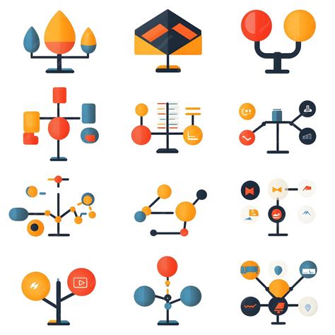 A Set Of Diagram Icons Featuring Elements Such As Flowcharts Process