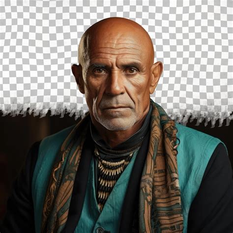 Premium Psd Rebellious Aussie Senior Bald Headed Blacksmith In Soft Gaze Sizzles On Pastel