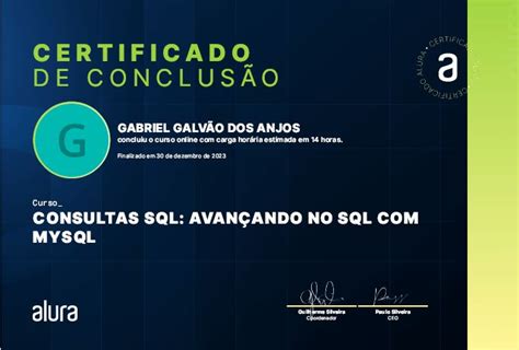 concluí o curso consultas sql avançando no sql com mysql aprimorei