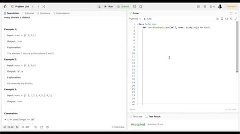 Contains Duplicates Leetcode 217 Python Gujarati Youtube