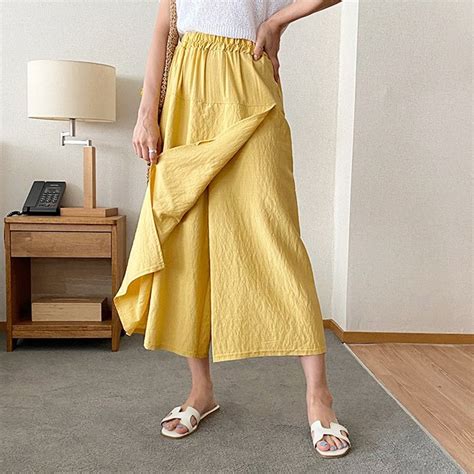 엘리즈데이 엘리즈데이 밴딩팬츠스커트 여성바지 여성긴바지 와이드팬츠 치마바지 롱스커트 밴딩바지