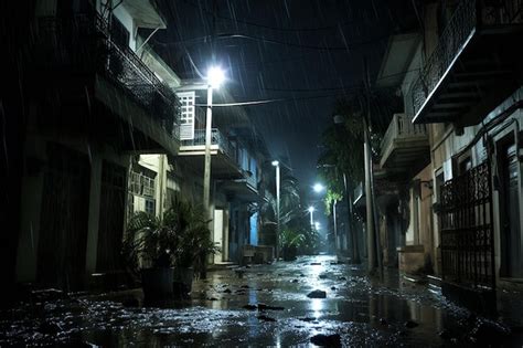 Premium Photo Ghetto Street At Night Rain With Lightnings