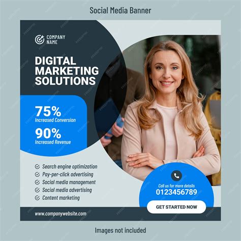 디지털 마케팅 서비스 또는 대행사 소셜 미디어 포스트 디자인 템플릿 프리미엄 벡터