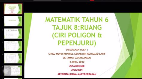 Unit 8 Ruang Ciri Poligon And Pepenjuru Youtube