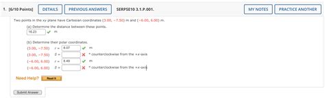 Solved Two Points In The Xy Plane Have Cartesian Chegg
