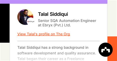 Talal Siddiqui Senior Sqa Automation Engineer At Ebryx Pvt Ltd