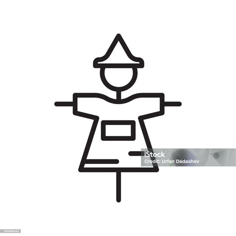 허수 아비 아이콘 벡터 기호와 기호 흰색 배경 허수 아비 로고 개념 개요 기호 선형 부호 개요 기호 선형 기호에 고립 건초 식물에 대한 스톡 벡터 아트 및 기타 이미지