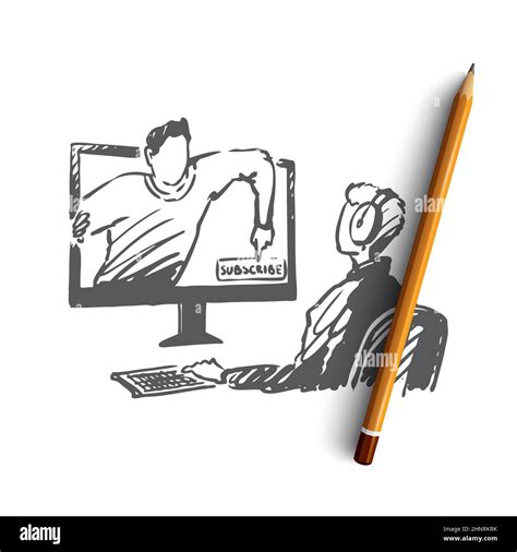Blogger Subscribe Video Internet Media Concept Hand Drawn Blogger