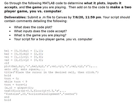 Solved Go Through The Following Matlab Code To Determine