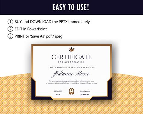 Editable Certificate Template Powerpoint 17 Certificate Of Achievement Completion Award