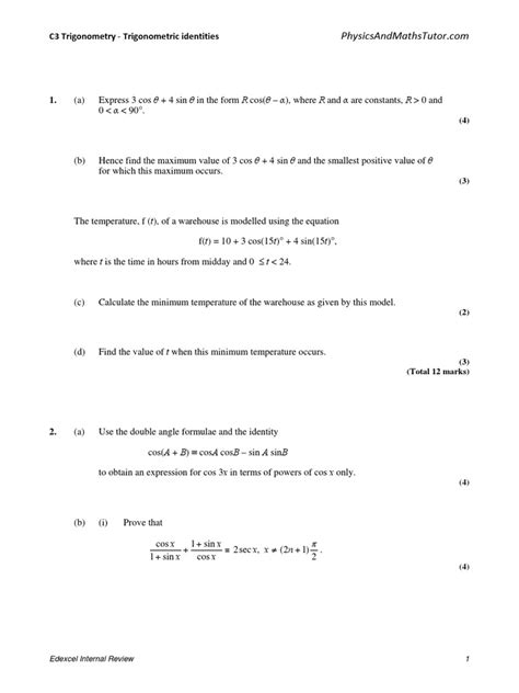 c3 trigonometry trigonometric identities pdf sine trigonometric