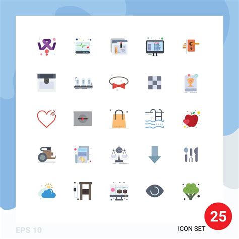 mobile interface flat color set of 25 pictograms of lock html browser