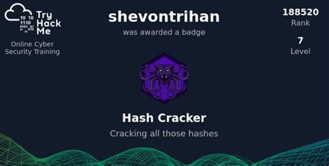 Shevon Fernando On Linkedin Cybersecurity Tryhackme Hashcracker
