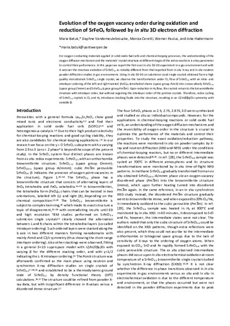 Pdf Evolution Of The Oxygen Vacancy Order During Oxidation And