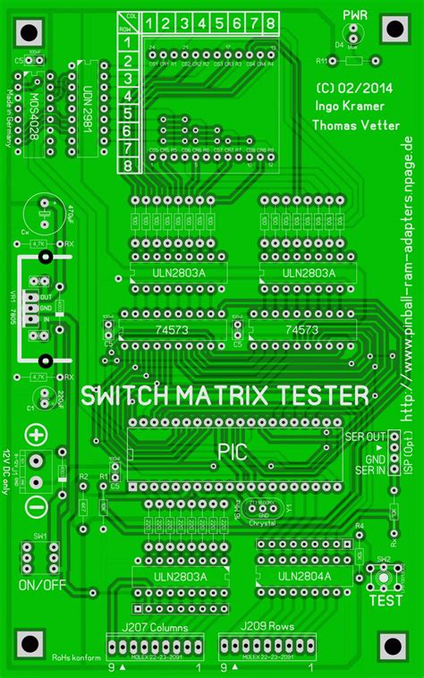 64 Switch Matrix Tester By Pinitech Diy Pcb Kits Available