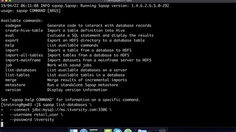 Running Sqoop Commands In The Cluster Youtube