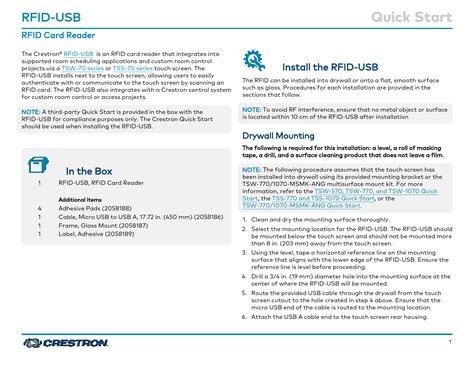 Quick Start Guide For Rfid Usb Card Reader Installation Instructions