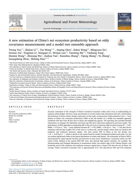 Pdf A New Estimation Of Chinas Net Ecosystem Productivity Based On