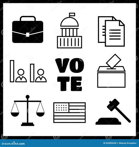 Voting And Elections Linear Icons Government Political Stock