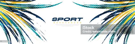 스포티한 스타일과 하프톤 효과가 있는 추상적인 브러시 배경 배너 포스터 또는 스포츠 배경에 대한 브러시 스트로크 그림입니다 디자인을 위한 스크래치 및 질감 요소 0명에 대한