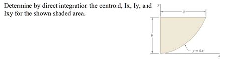 Determine By Direct Integration The Centroid Ix Iy And Ixy For The Shown Shaded Area