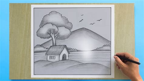 Easy Scenery Drawing With Pencil