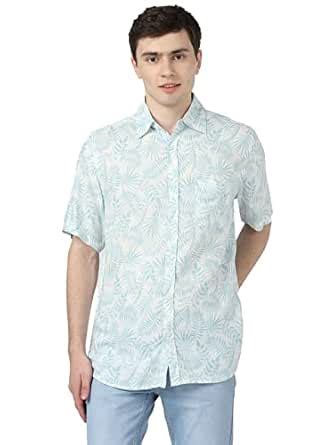 Urbanmark Men Viscose Half Sleeves Regular Fit Tropical Beach Print