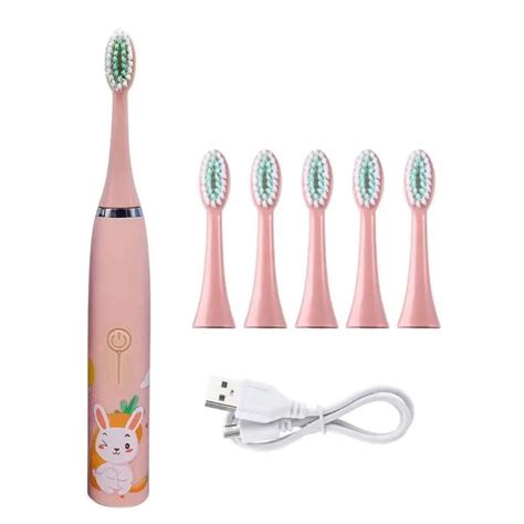 Звукова акумулаторна електрическа четка за зъби за деца 6 глави за четки меки четки Dupont 4
