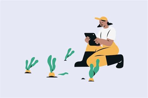 Premium Vector Female Farmer Managing Her Farm Using Technology