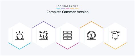 Complete Common Version 25 Line Icon Pack Including Communication Money Server Finance