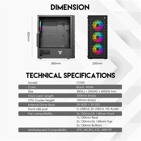 Fantech Aero 2 Cg83 Rgb Pc Case Tempered Glass Atx Micro Atx Mini Itx Support 4 Free Frgb Fan