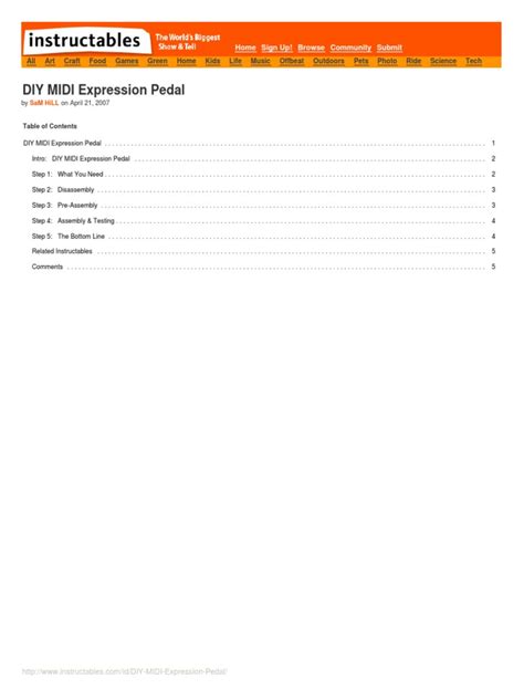 Diy Midi Expression Pedal Pdf Manufactured Goods Electrical Engineering