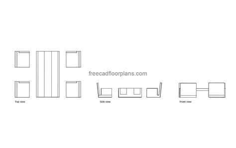 Japanese Table And Chairs Free Cad Drawings